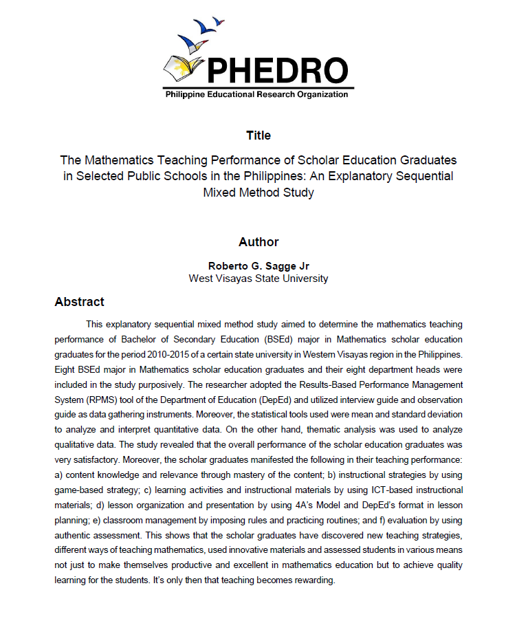 The Mathematics Teaching Performance Of Scholar Education Graduates In